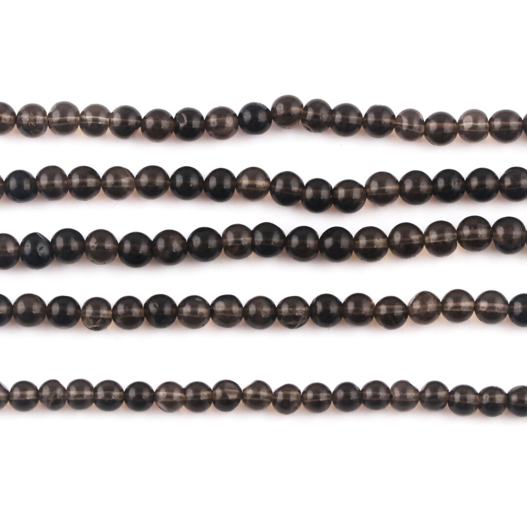 Natural Smoky Quartz Round Smooth Beads Necklace , Natural Smoky Quartz ...