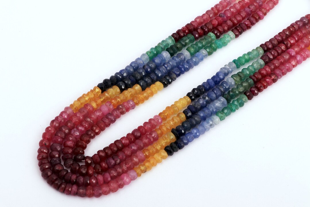 Natural Ruby Emerald Sapphire Precious Multi Gemstone Beads - Etsy