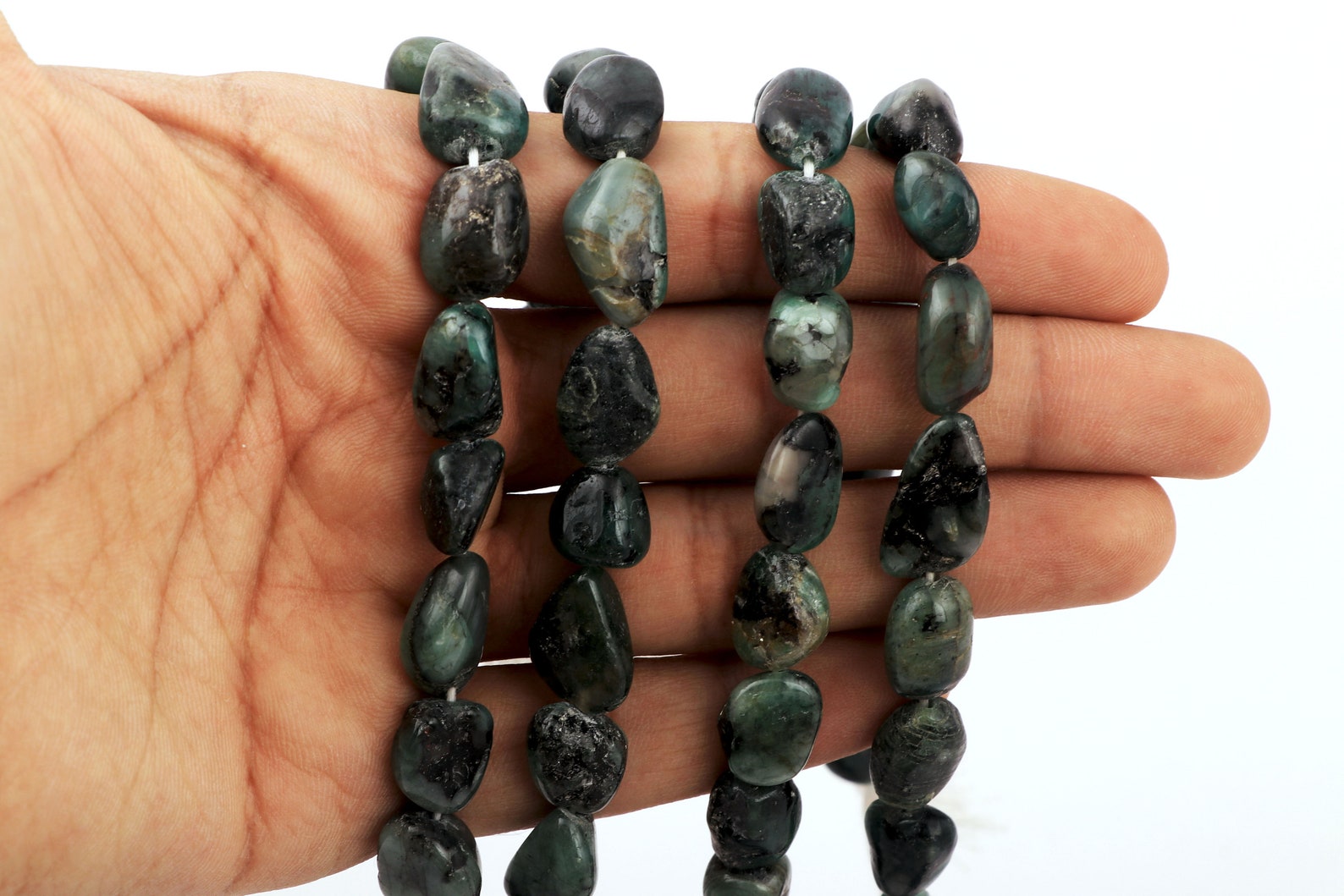 13'' Natural Emerald Nuggets Shape Beads Smooth - Etsy