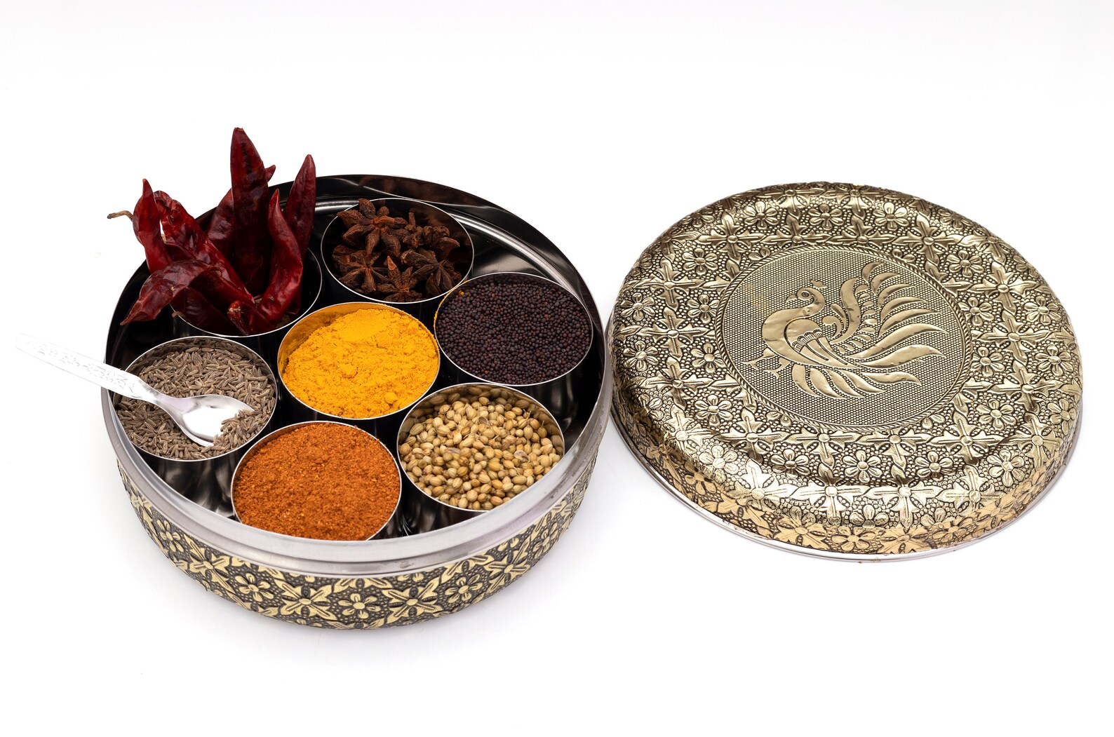 Stainless Steel Spice Box Masala Box/dabba 7 Steel Cups With 1 Spoon ...