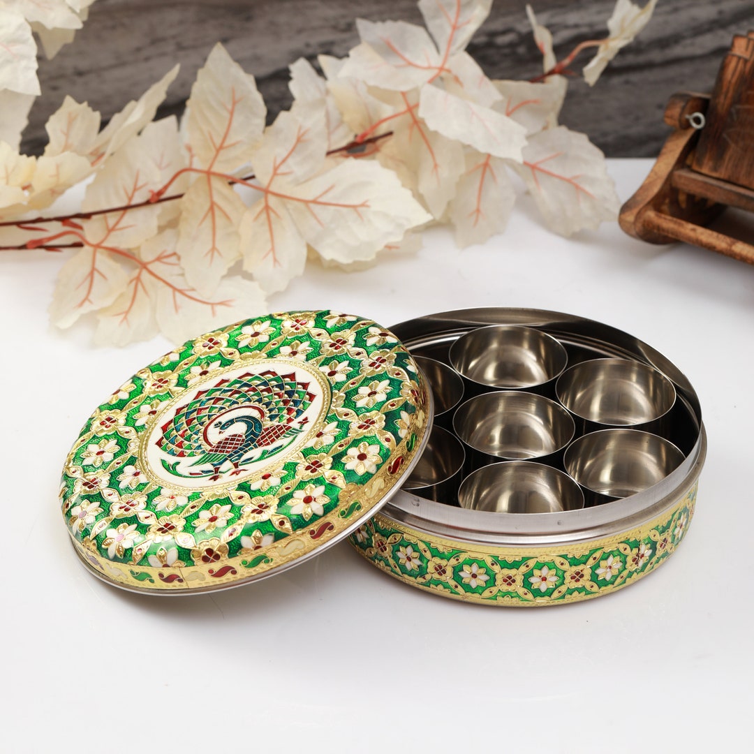 Stainless Steel Spice Box Masala Box/dabba (7 Steel Cups With 1 Spoon ...