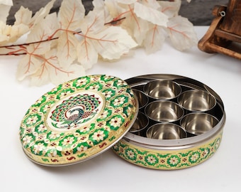 Stainless Steel Spice Box Masala Box/dabba 7 Steel Cups With 1 Spoon ...