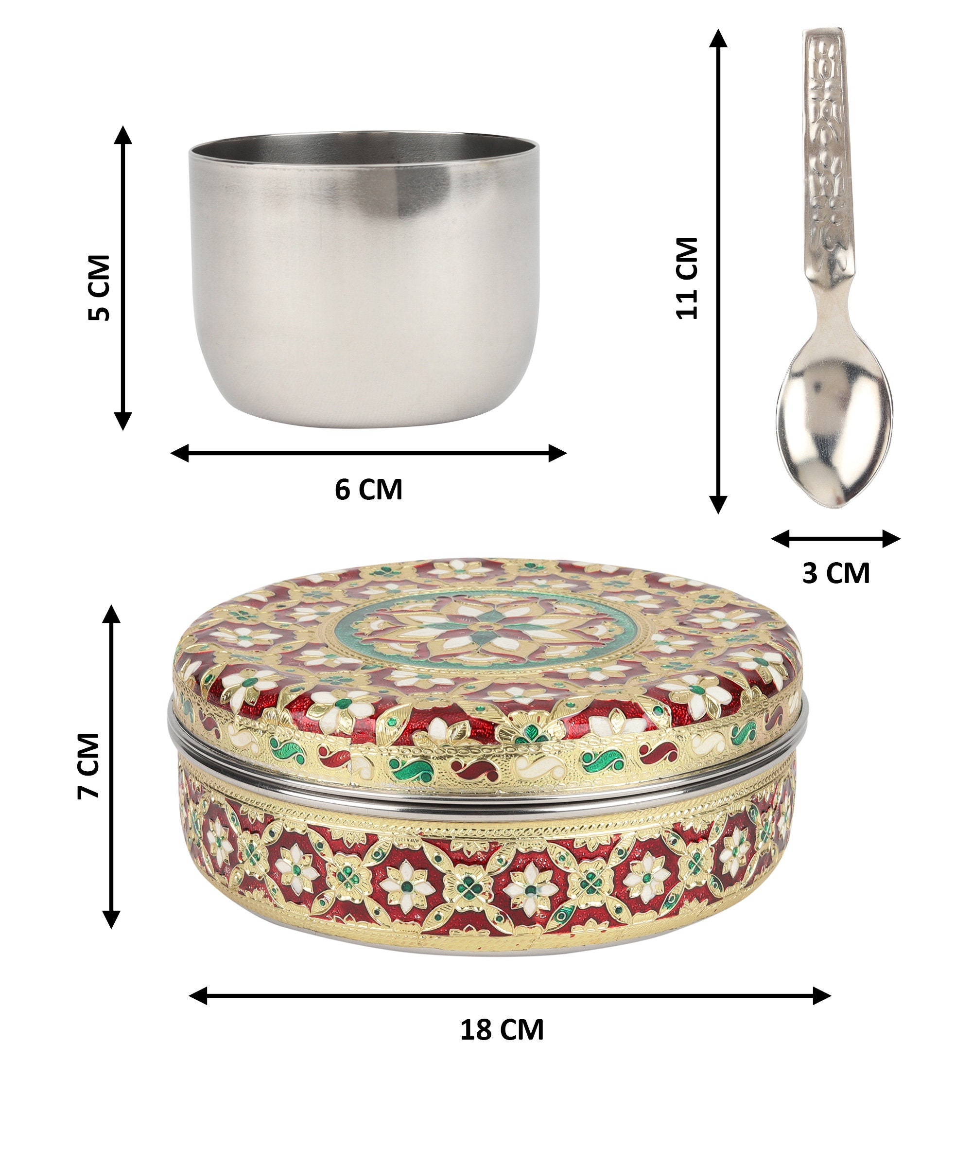 Stainless Steel Spice Box Masala Box/dabba (7 Steel Cups With 1 Spoon ...