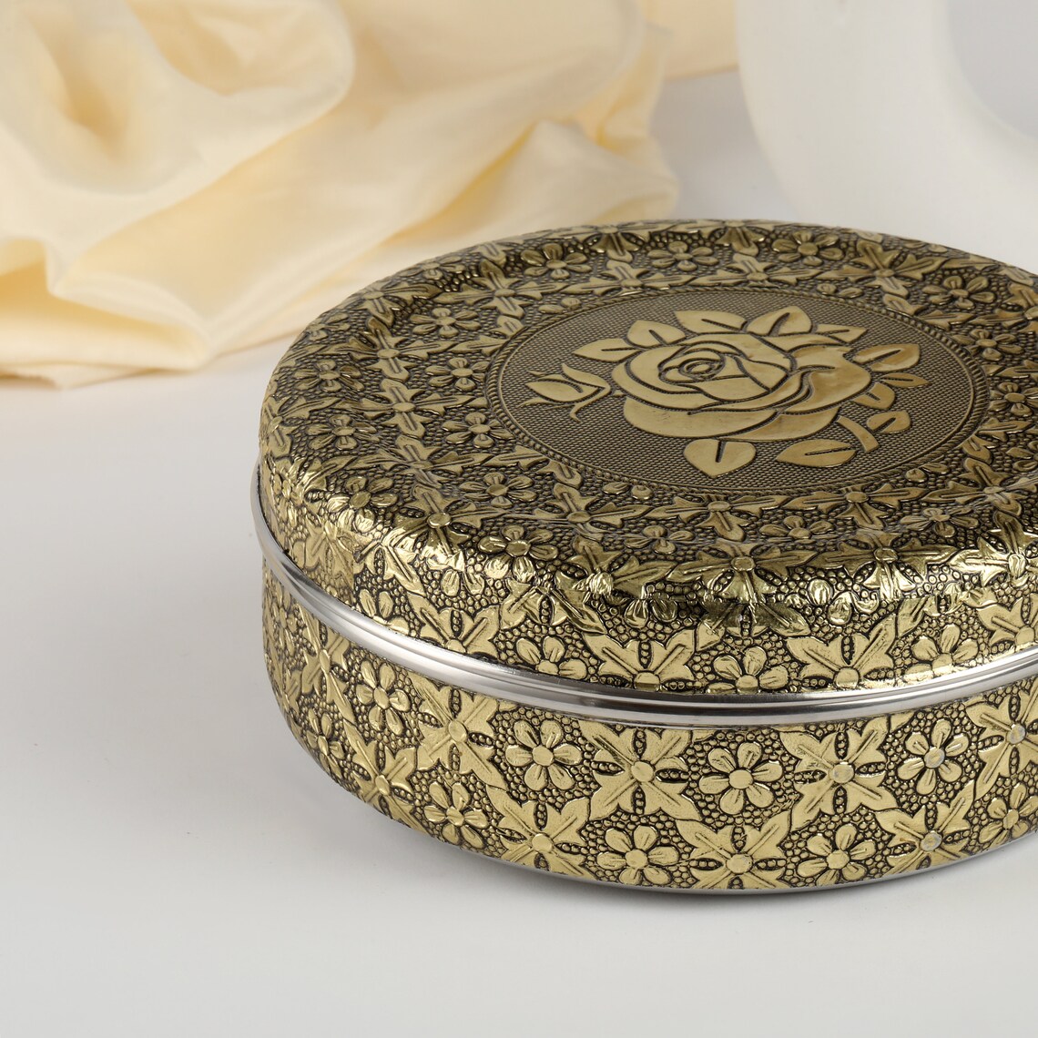 NAVRANG Stainless Steel Spice Box Masala Box Dabba Decorative Container ...