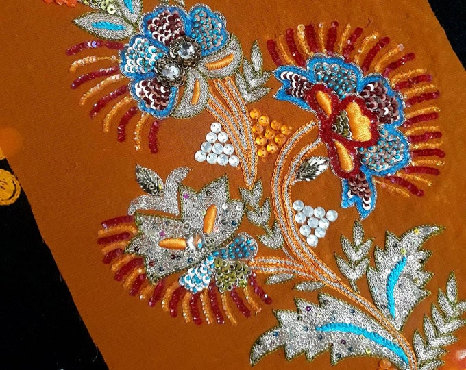 Vintage Hand Beaded Patches, Boho Flower Applique, Custom Patches ...