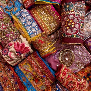 Wholesale Vintage Sari Trim Scrap Pack – Indian Embroidered Fabric ...