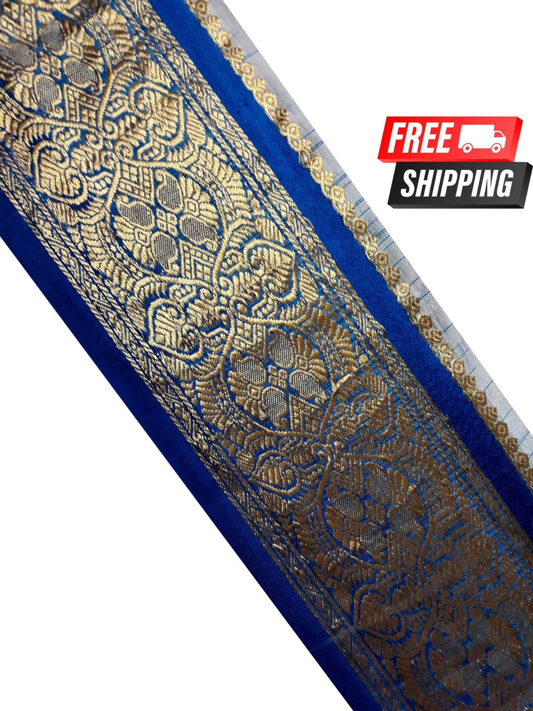 Vintage Banarasi Brocade Saree Border, Brocade Trim Craft Ribbon ...