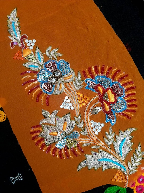 Vintage Hand Beaded Patches Boho Flower Applique Custom | Etsy