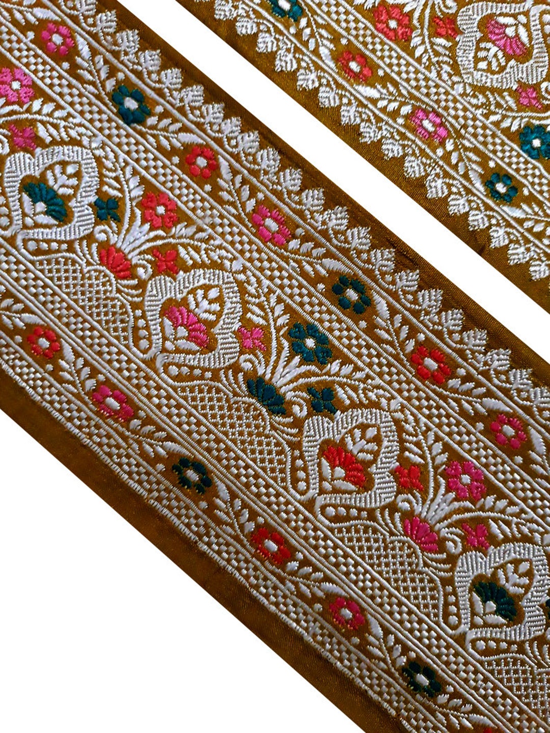 Vintage Indian Bollywood Sari Border Indian Silk Saree Trim Floral ...