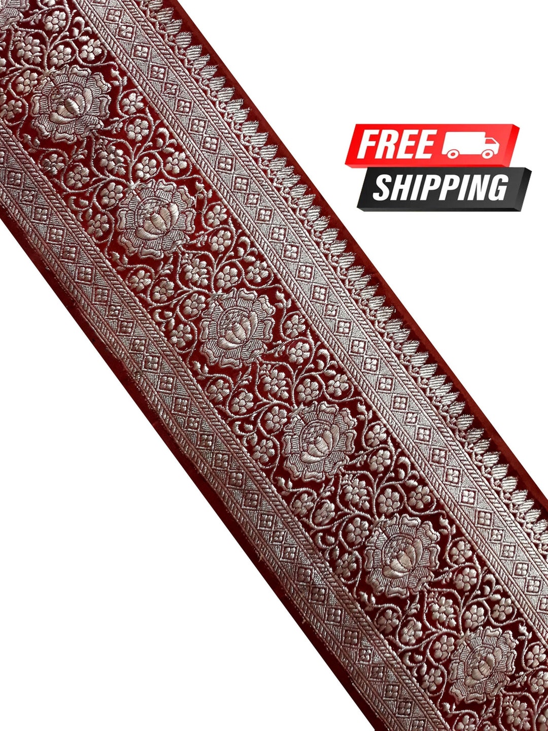 Vintage Banarasi Brocade Saree Border, Brocade Trim Craft Ribbon ...