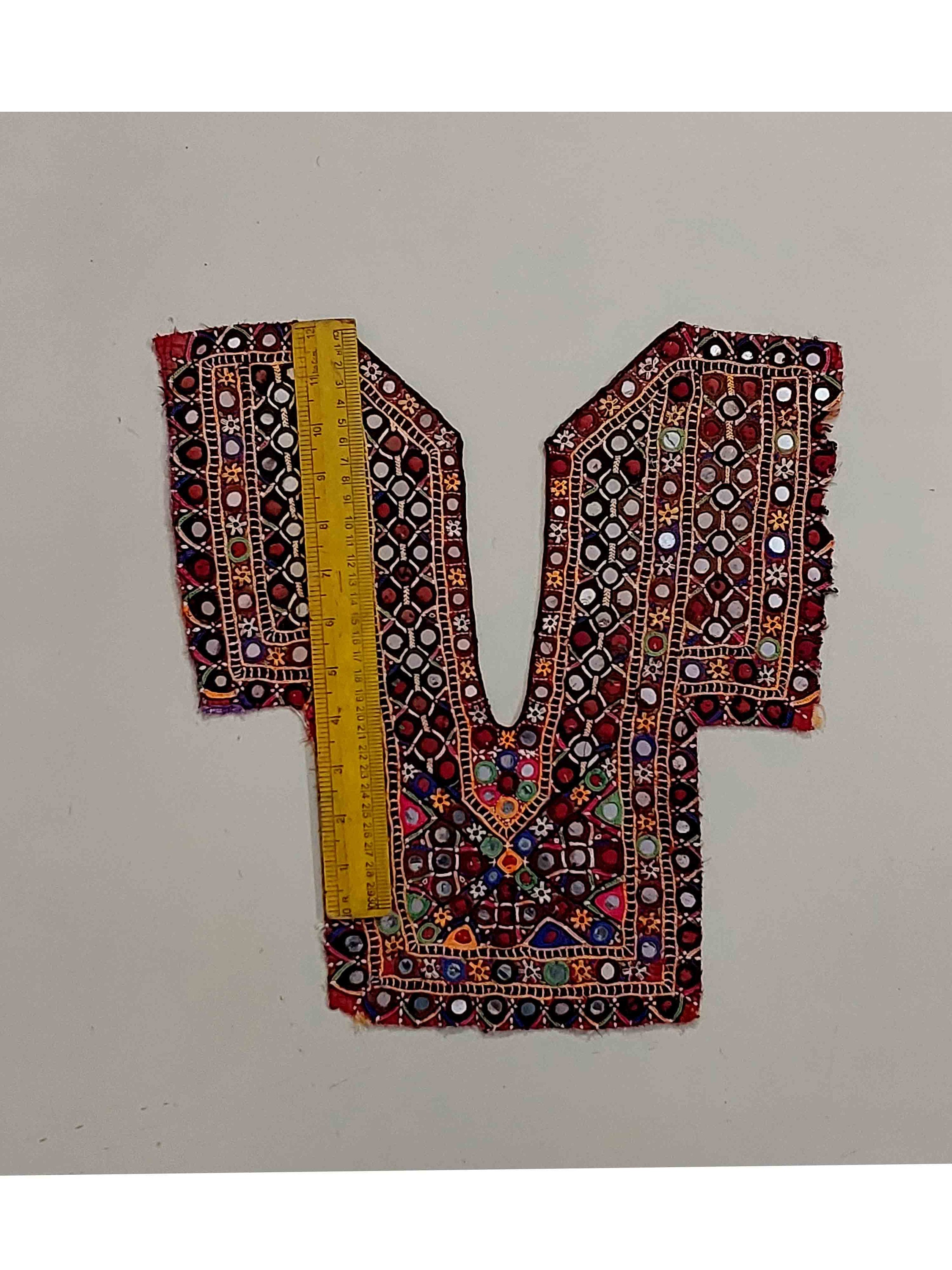 Indian Traditional Banjara Fabric Hand Embroidered Mirror Work Neck ...
