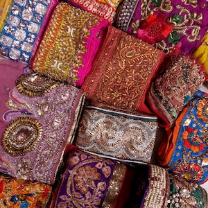 Wholesale Vintage Sari Trim Scrap Pack – Indian Embroidered Fabric ...