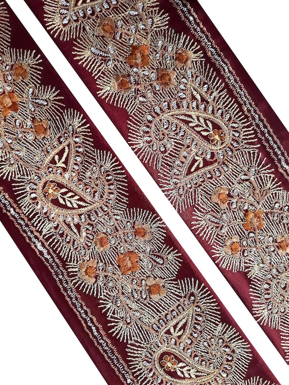 Vintage Embroidered Sari Border Used Sewing Patchwork Fabric | Etsy