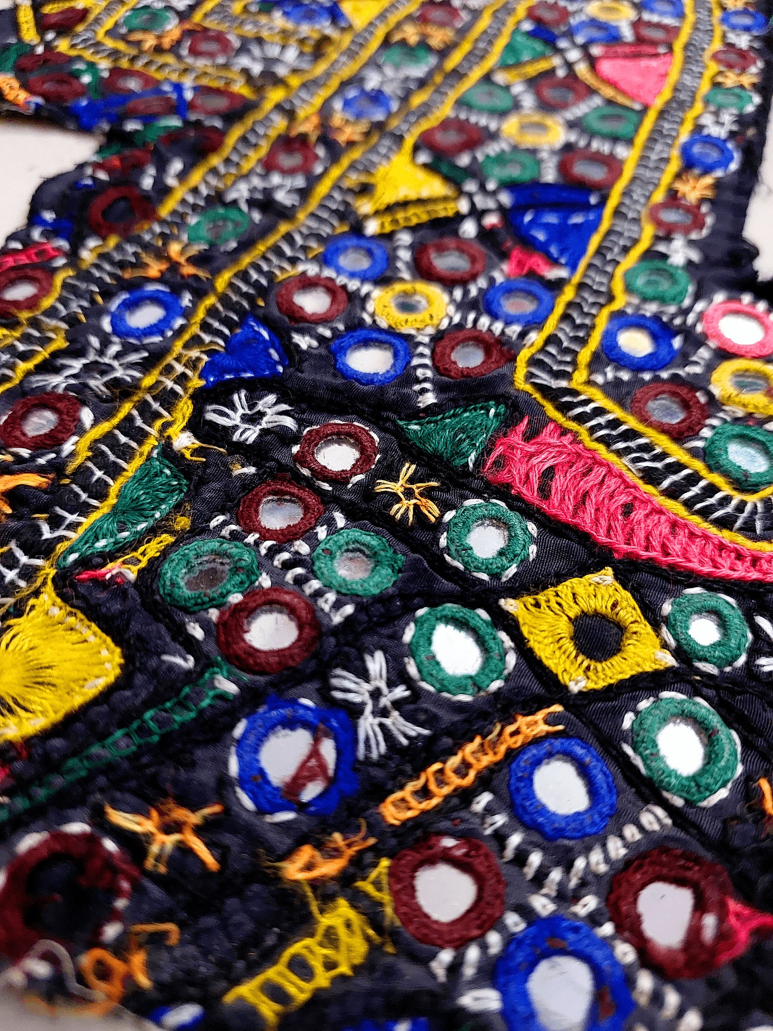 Indian Traditional Banjara Fabric Hand Embroidered Mirror Work Neck ...