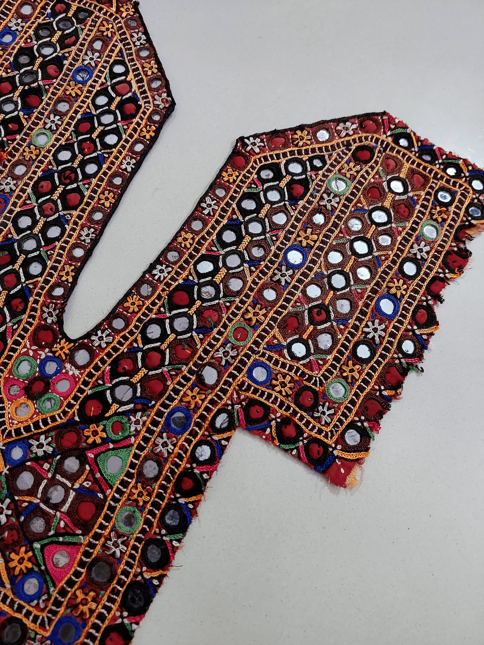 Indian Traditional Banjara Fabric Hand Embroidered Mirror Work Neck ...