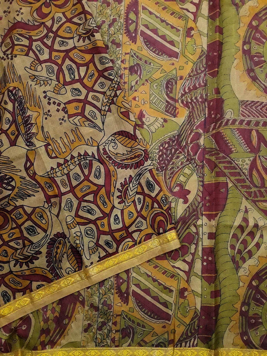 Vintage Saree 100% Pure Silk Indian Sari Silk Fabric by Yards Crafts ...