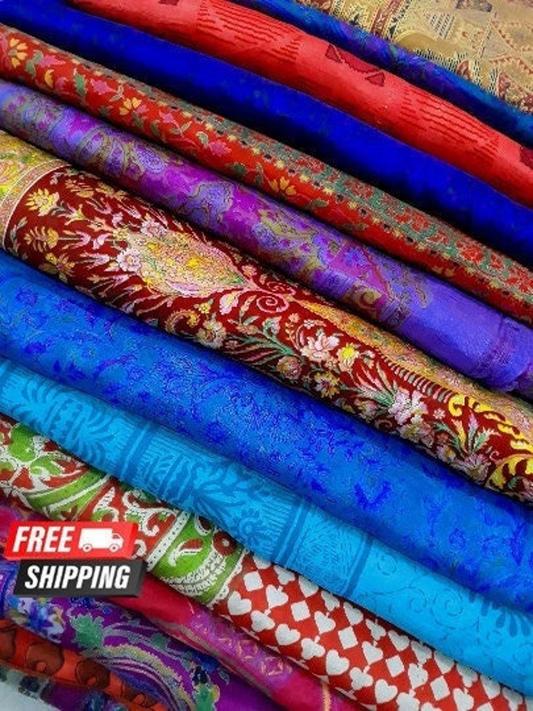 Recyled Vintage Silk Sari Fabric Fat Quarter and Smaller Cuts, Saree ...