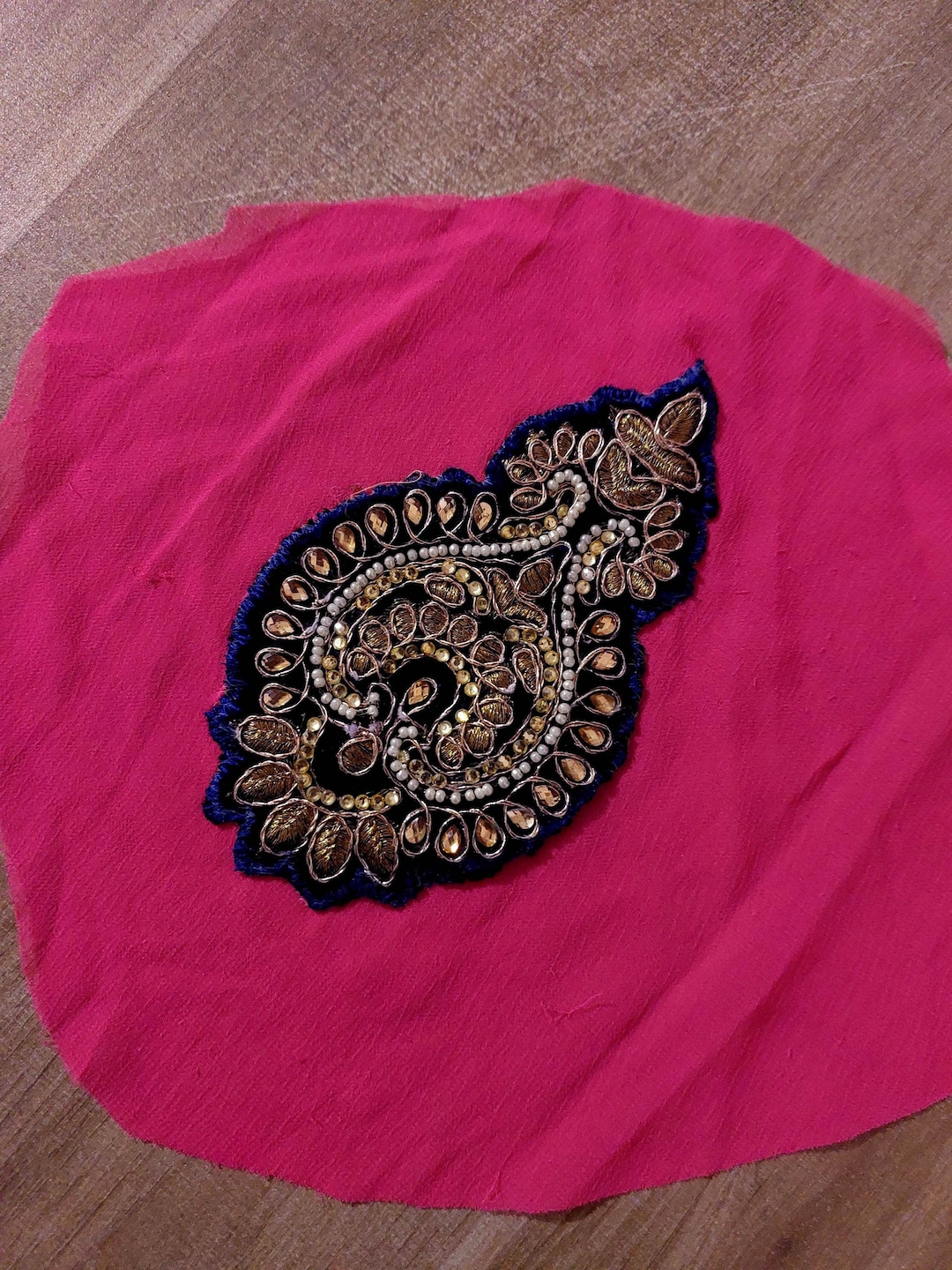 Royal Blue and Gold Embroidered Patch With Beads & Stones | Indian ...