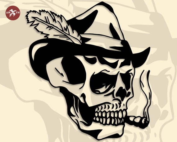 Smoking Skull Cigar Tabacco Cigarette Svg Png Eps Dxf Digital Etsy