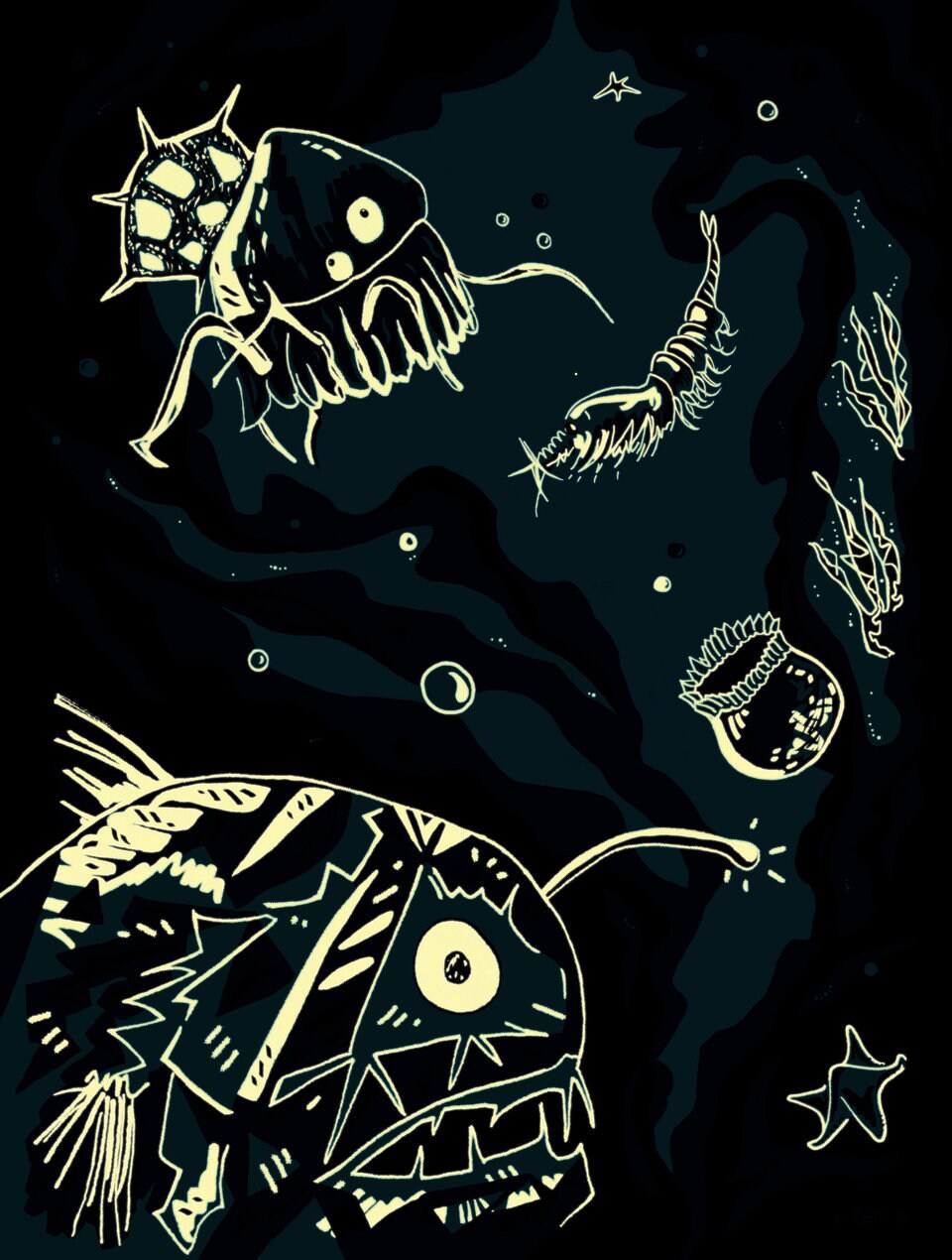 Abyssal fish - Cline CHIP // silkscreen printing Paris sold by Dinesh ...
