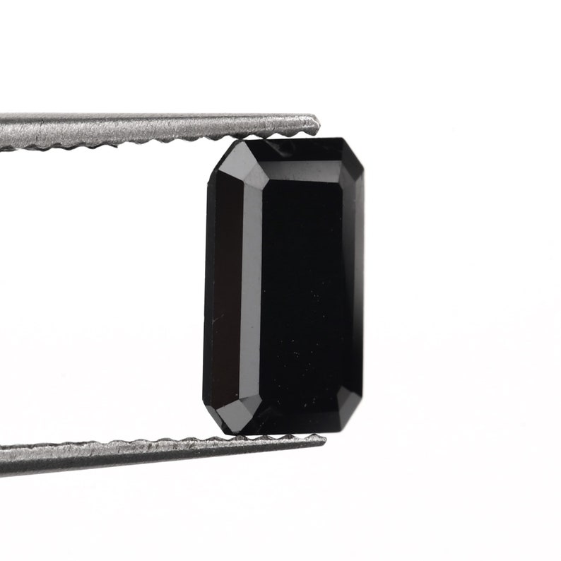 2 Carat Emerald Cut Diamond Ring , Natural Black Diamond Loose AAA ...