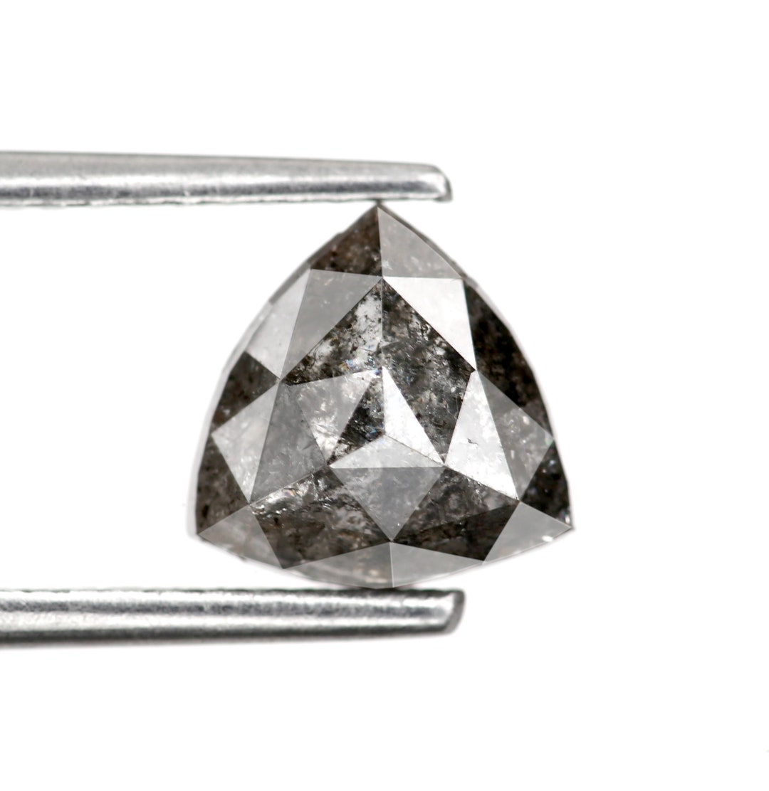 1.75 Ct Salt and Pepper Triangle Rose Cut Diamond Loose Natural Fancy ...