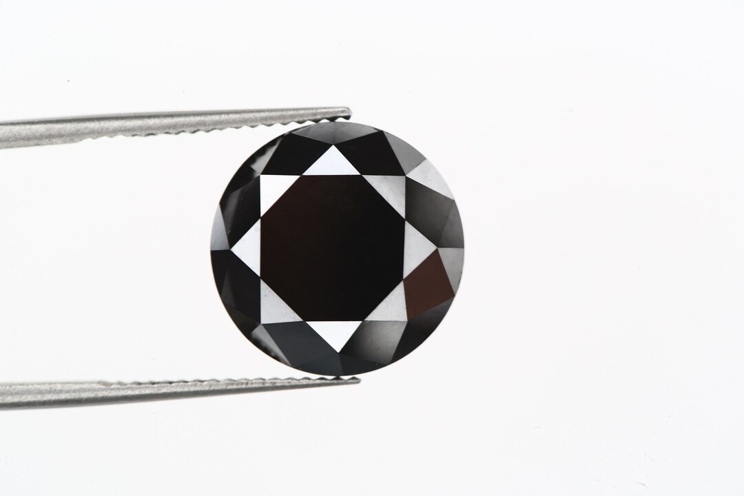 10.50 Ct Round Black Diamond, AAA, Engagement Ring Stone - Etsy