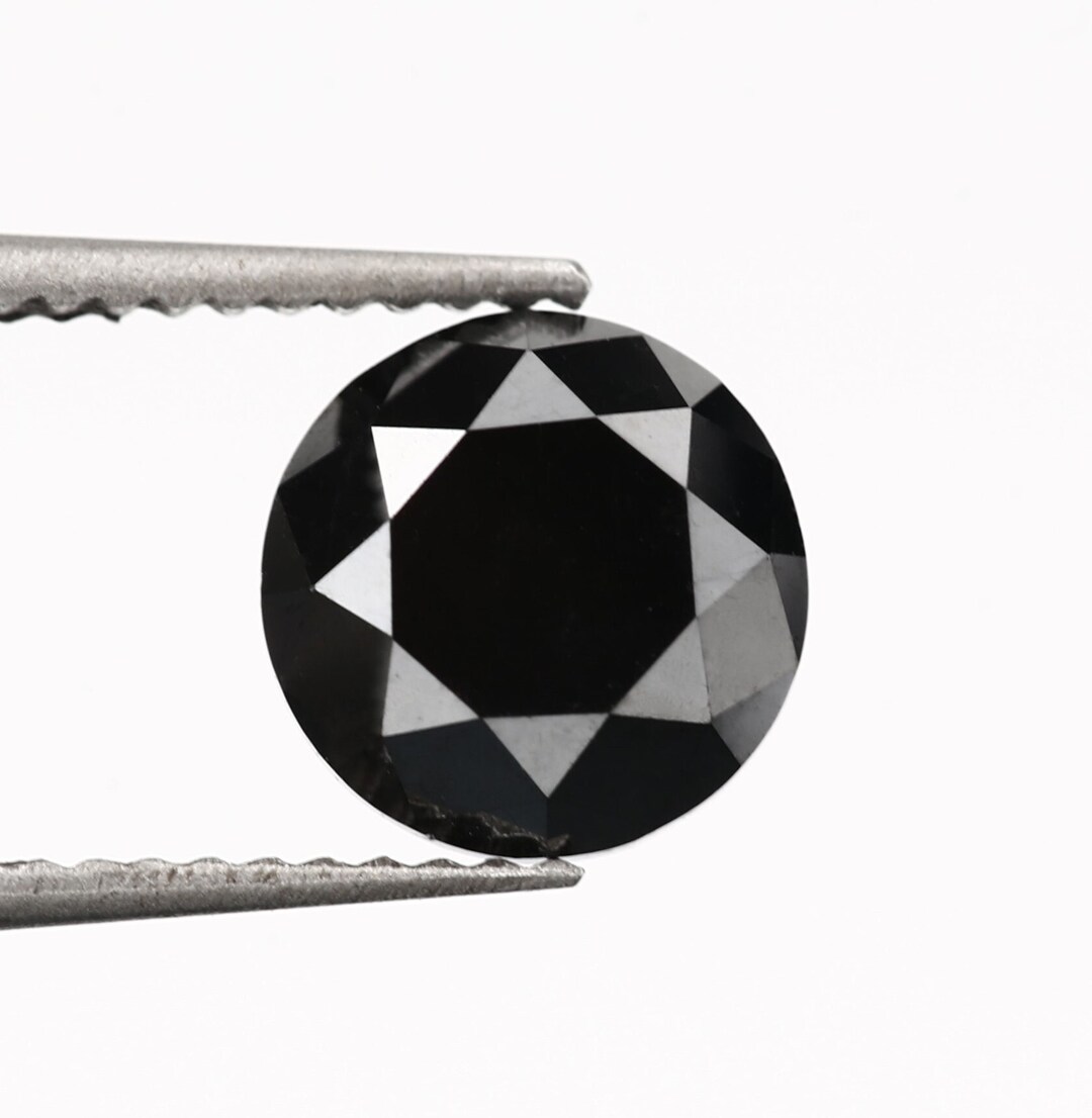 2.60 Ct Natural Black Diamond Round Brilliant Cut 7.7 MM Loose Diamond ...