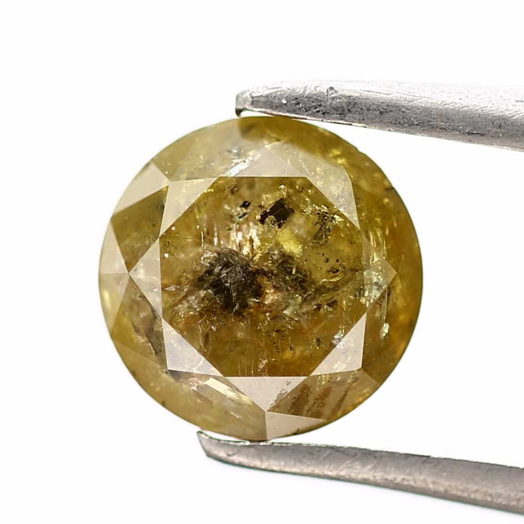 1.13 Ct Fancy Yellow Round Shape Rustic Loose Diamond Round Brilliant ...