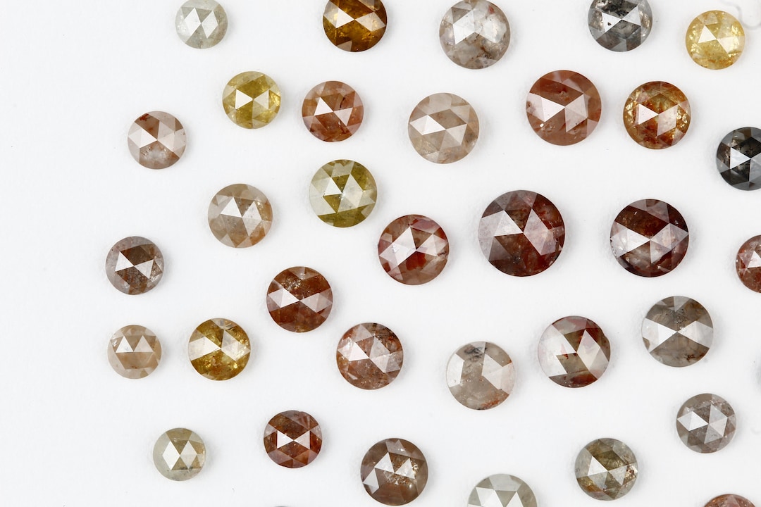 Natural Fancy Color Round Rose Cut Loose Diamond Red ,yellow , Grey ...