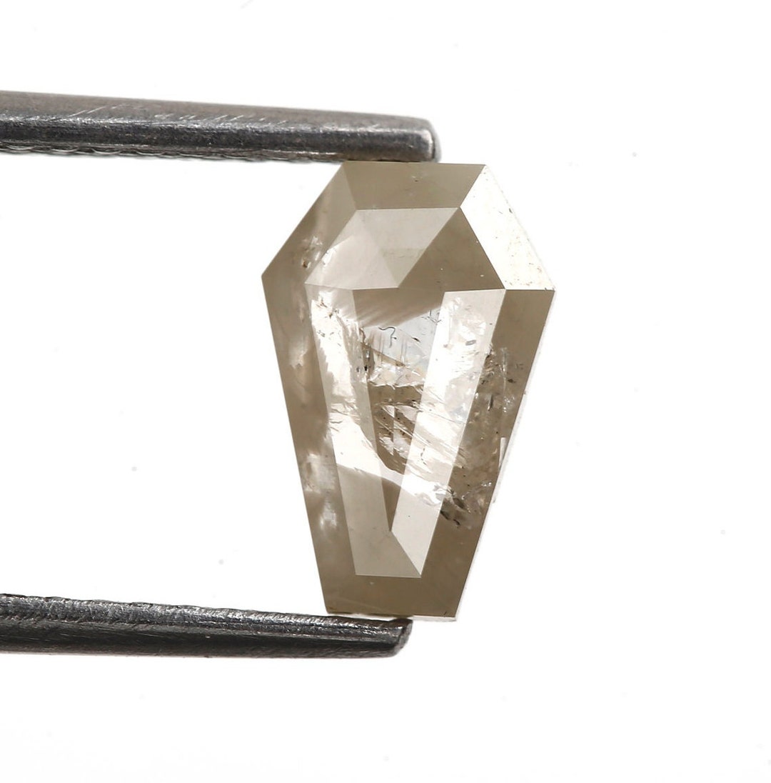 1.02 Ct Icy Grey Coffin Cut Diamond Geometric Salt and Pepper Diamond ...