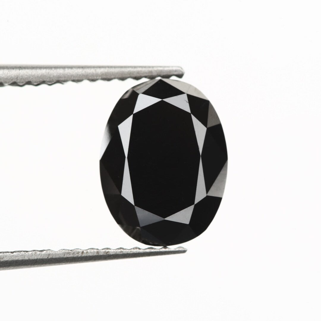 2.08 Ct Natural Black Oval Diamond Loose Oval Brilliant Cut Jet Black ...