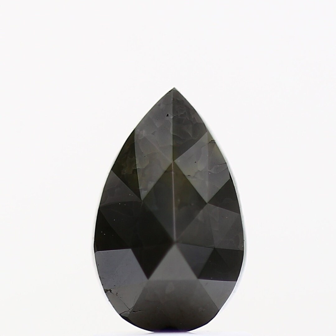 0.99 Ct Pear Shape Black Diamond Natural Rose Cut Pear Diamond Loose ...
