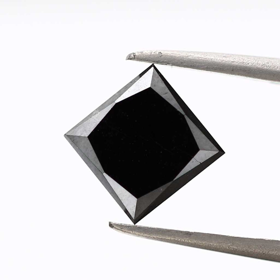 3.00 Ct Princess Black Diamond Loose Natural Princess Shape Diamond AAA ...
