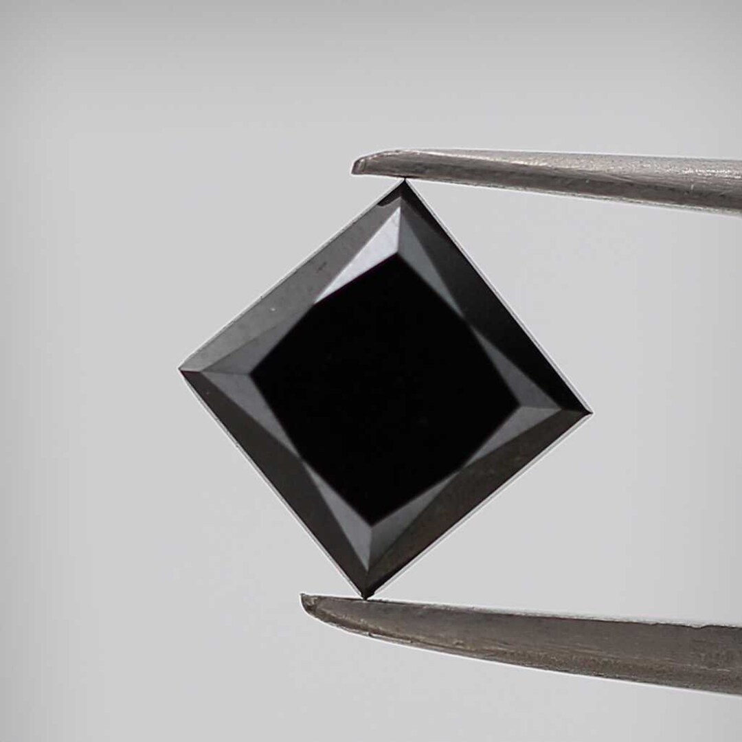 2.00 Ct AAA Black Diamond Princess Cut Loose Natural Diamond Heat ...