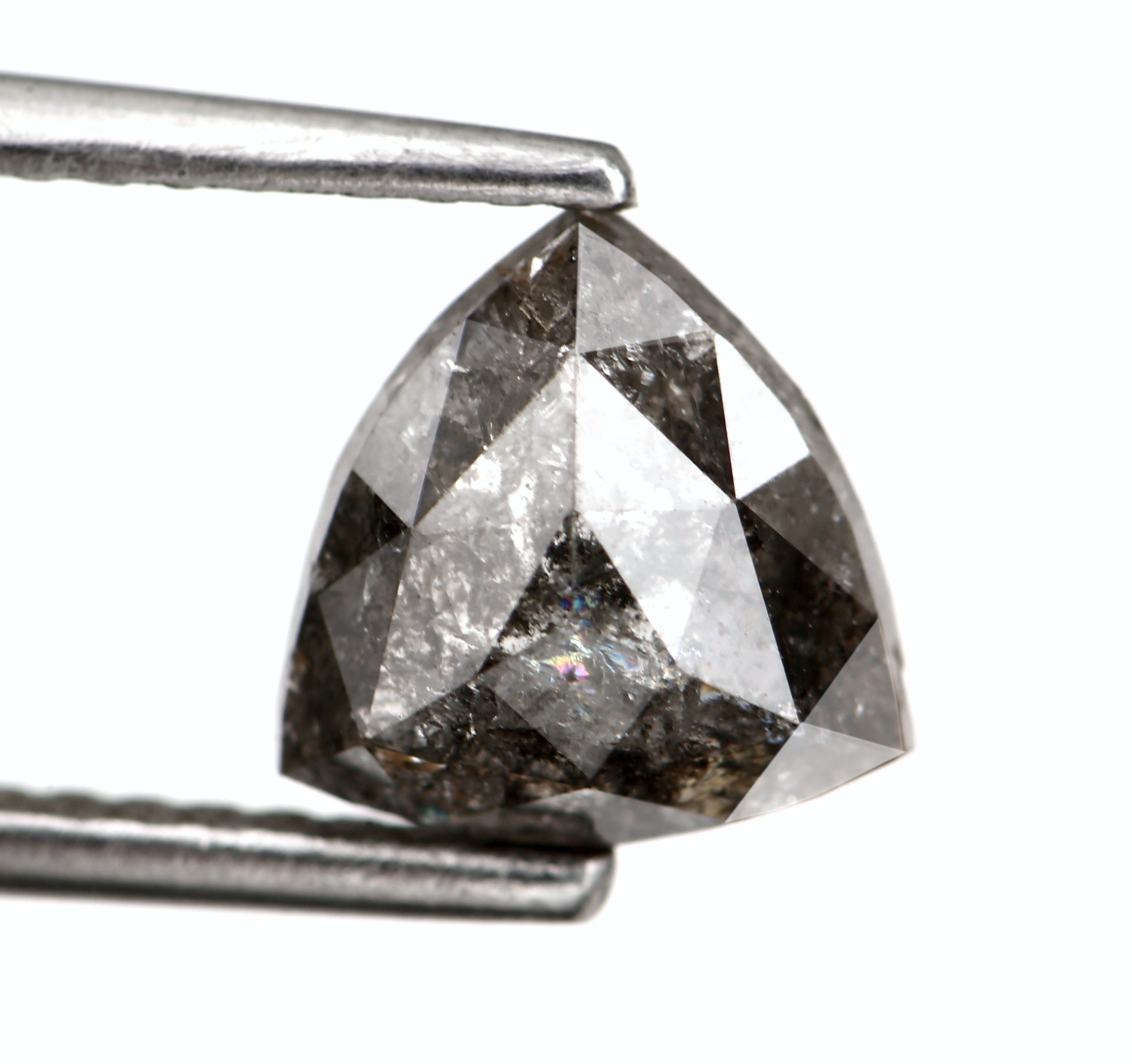 1.75 Ct Salt and Pepper Triangle Rose Cut Diamond Loose Natural Fancy ...