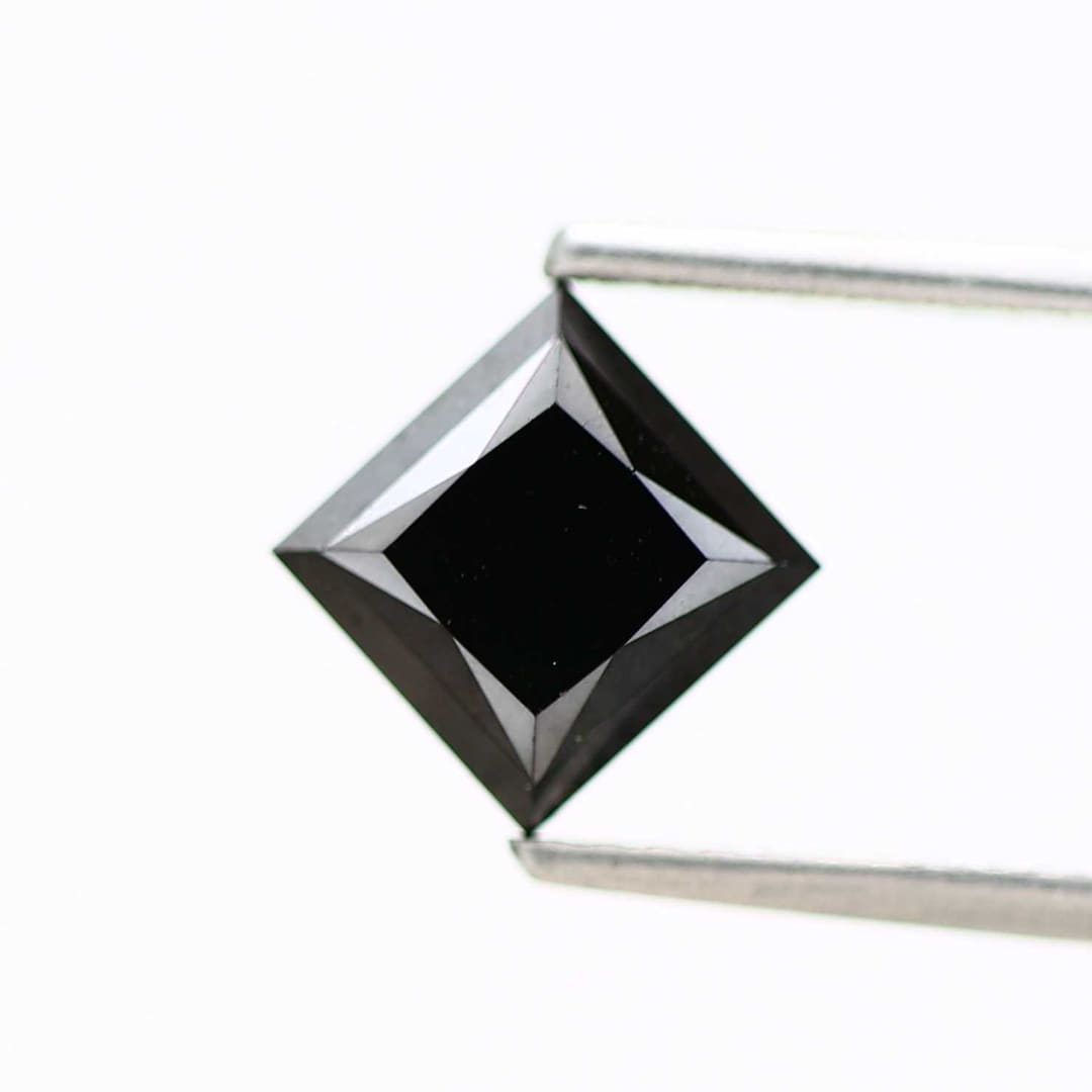 1.67 Ct Black Princess Cut Black Diamond Natural Loose Black Diamond ...