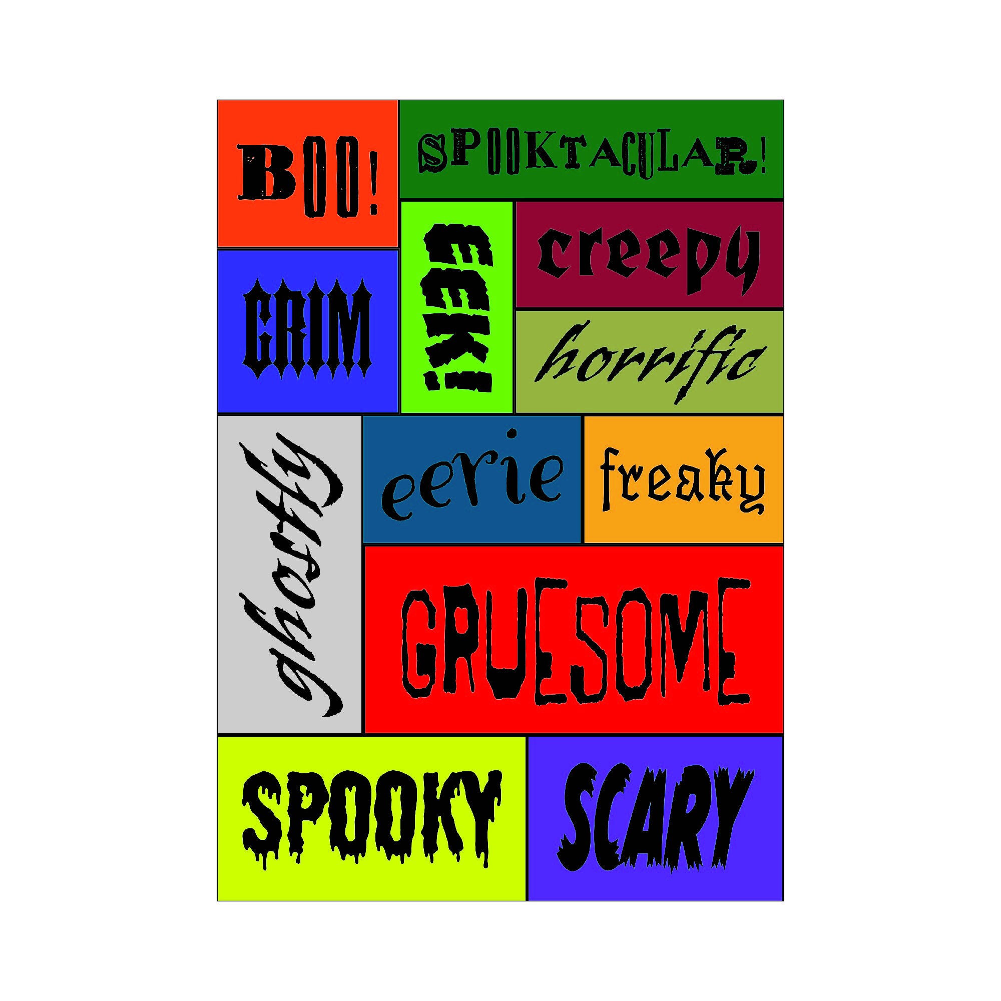 Scary Themed Words Printable Horror Movie Halloween | Etsy