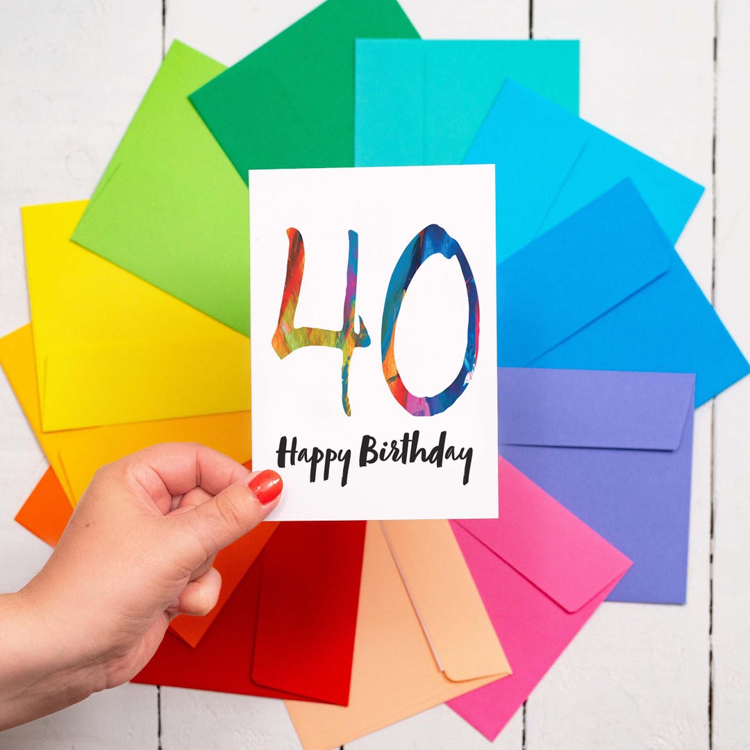 Classy 40th Birthday Card | Colourful Abstract Art Fortieth Birthday ...