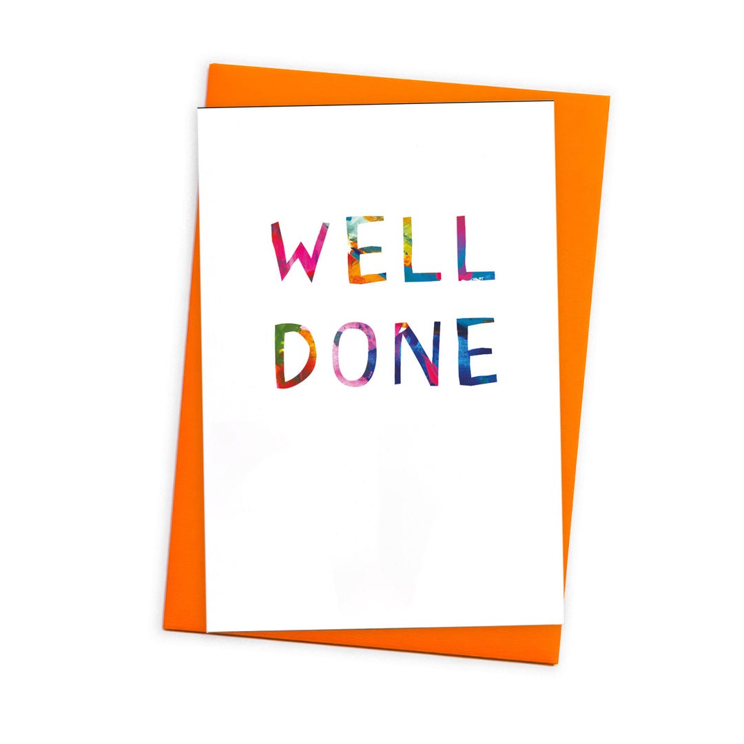 Contemporary Well Done Card With Message on the Back PLUS Coloured ...