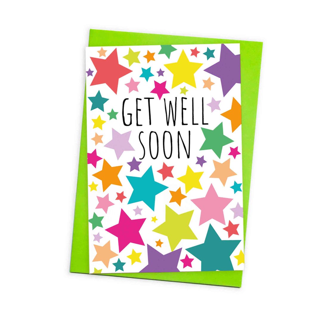 Colourful Get Well Soon Card | Modern Get Well Card | Feel Better Card ...