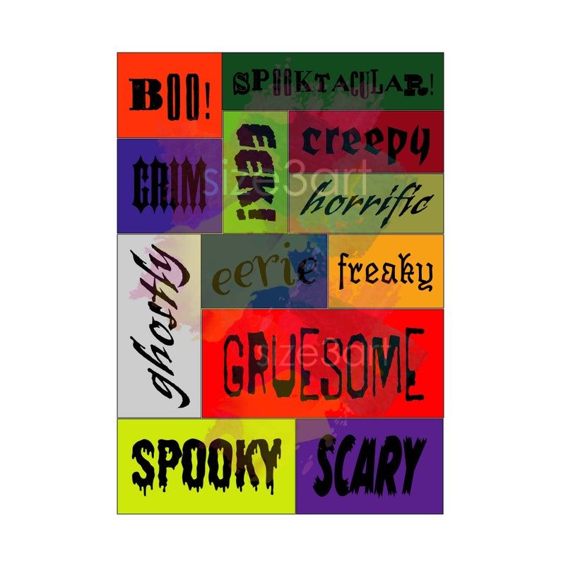 Scary Themed Words Printable | Horror Movie | Halloween Journal ...