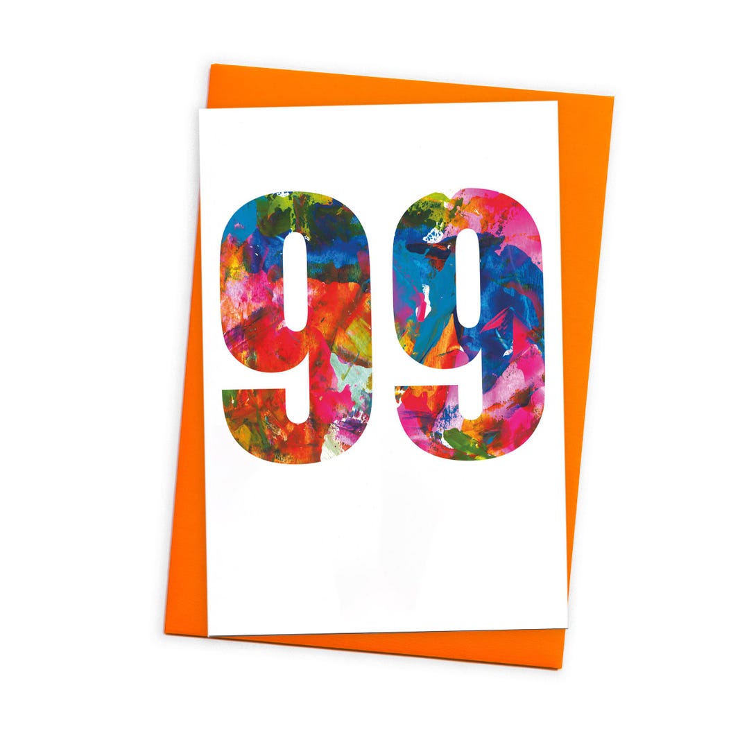 99th Birthday Card With Coloured Envelope | Modern A6 Greeting Card ...