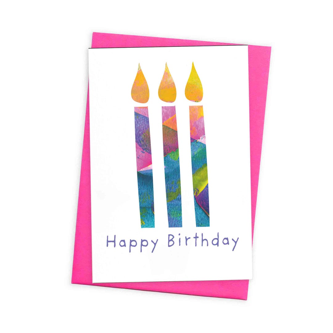 Colourful Abstract Art Birthday Card With Bonus Message on the Back and ...