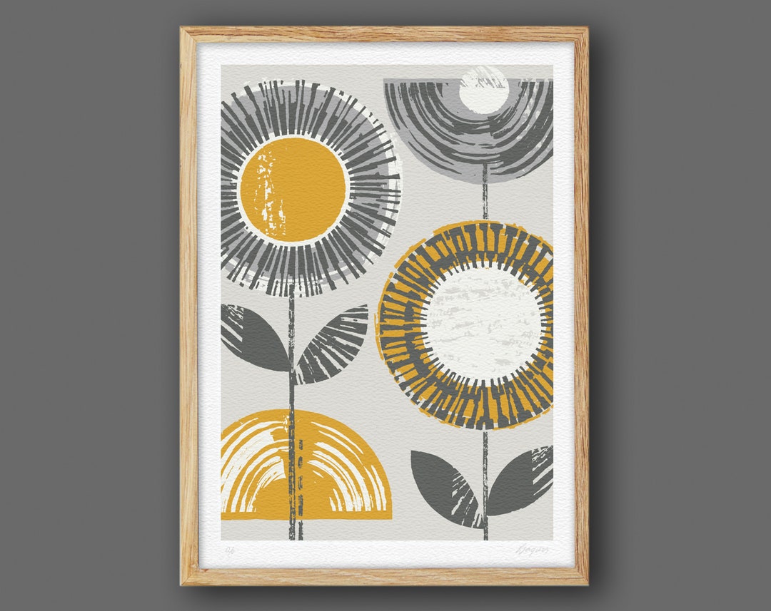 Retro Flower Print Mid Century Modern Mid Century Print - Etsy UK