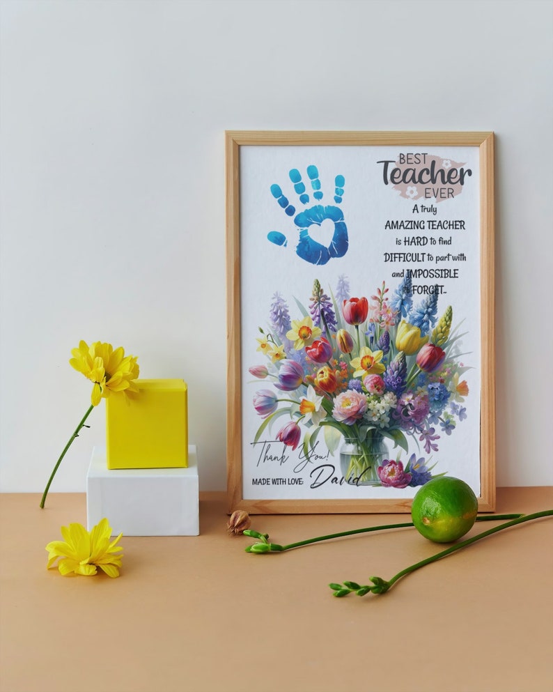 DIGITAL Teacher Appreciation Gift A4 Handprint Gift for Teacher Gift ...