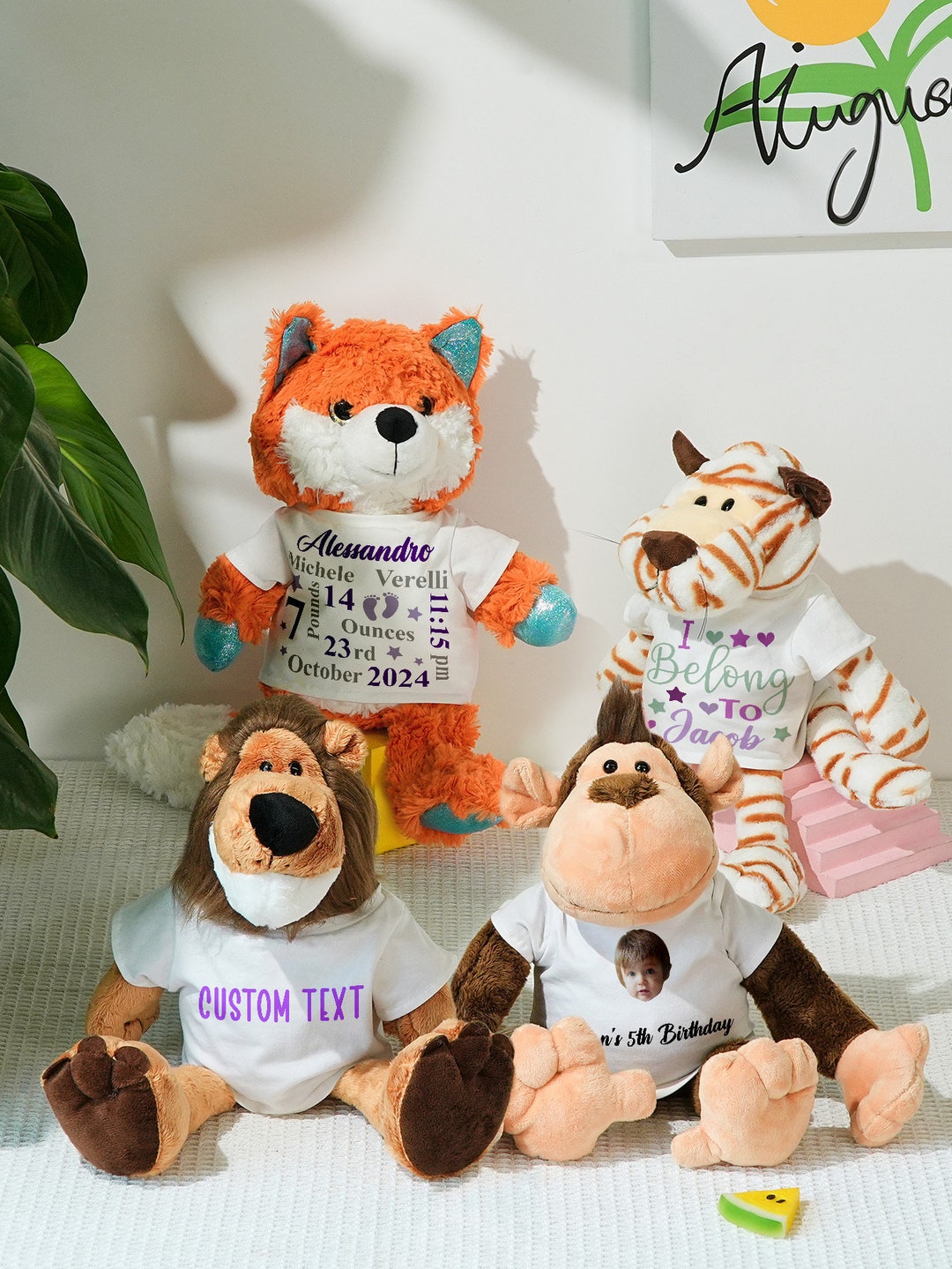 Custom Plush Animals With Personalized Text Birthdays, Gifts, Baby ...