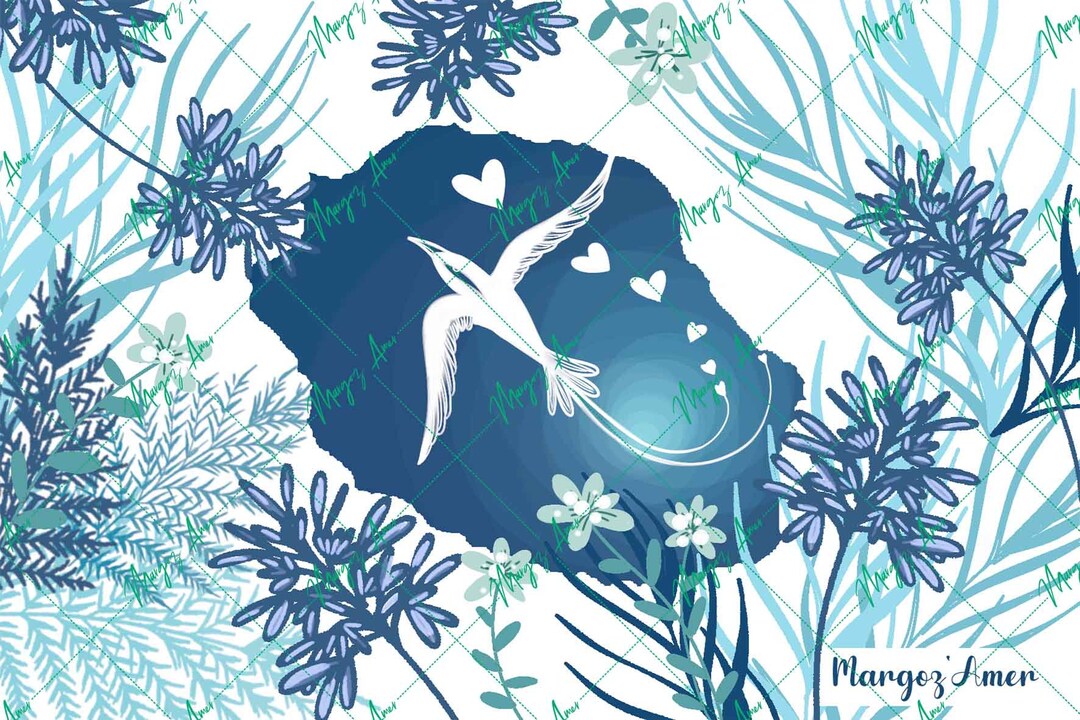 Carte île de la Réunion Paille en queue Impression illustration numérique - Etsy France