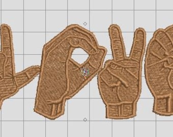 Love Sign Language Embroidery File Design PES File Machine Embroidery ...