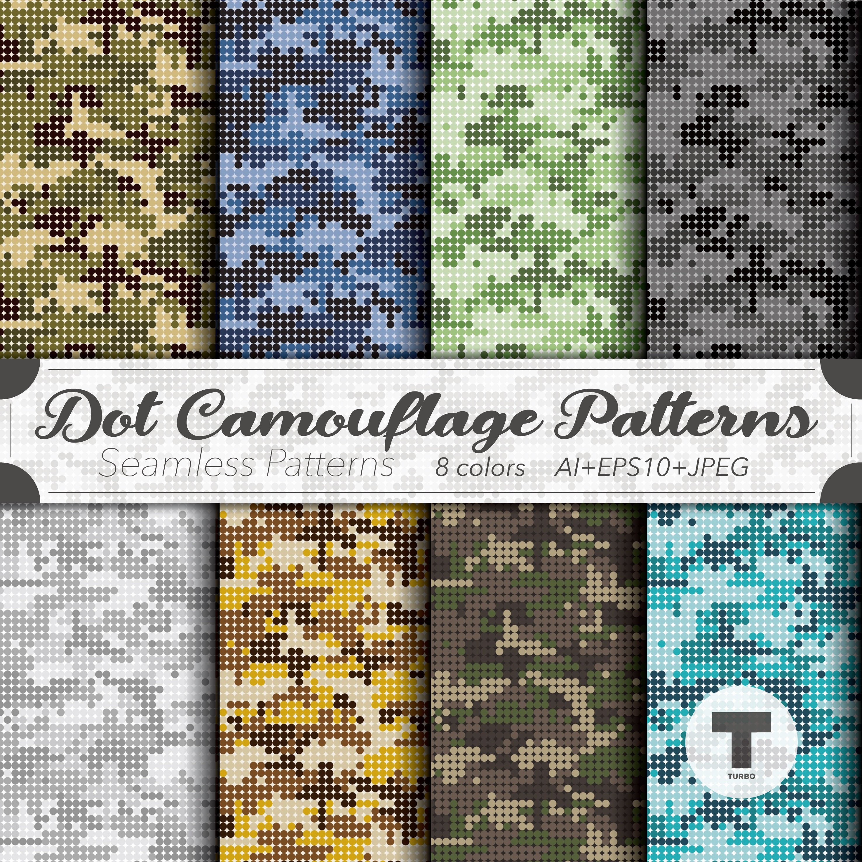 Dot camouflage textures. Set of vector seamless patterns. | Etsy